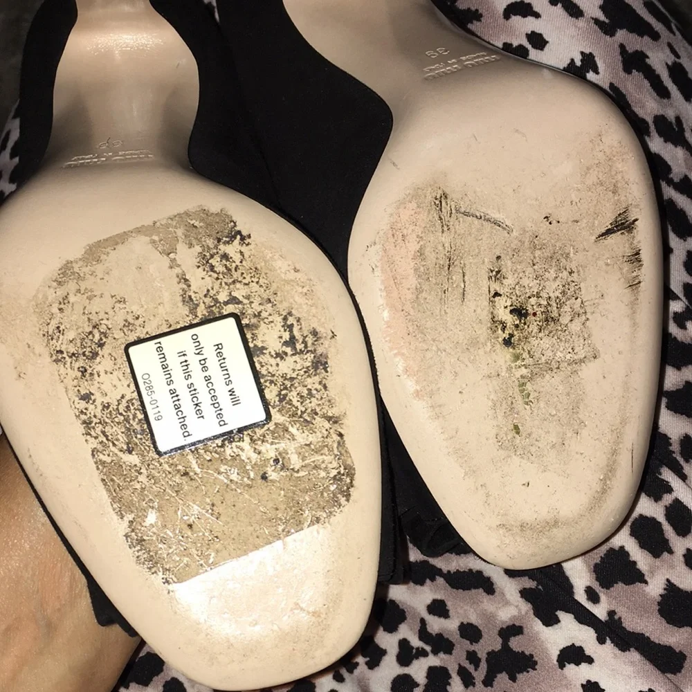 Miu Miu | Shoes | Miu Miu Suede T Strap Peep Toe Bow Front Badazz Low ...